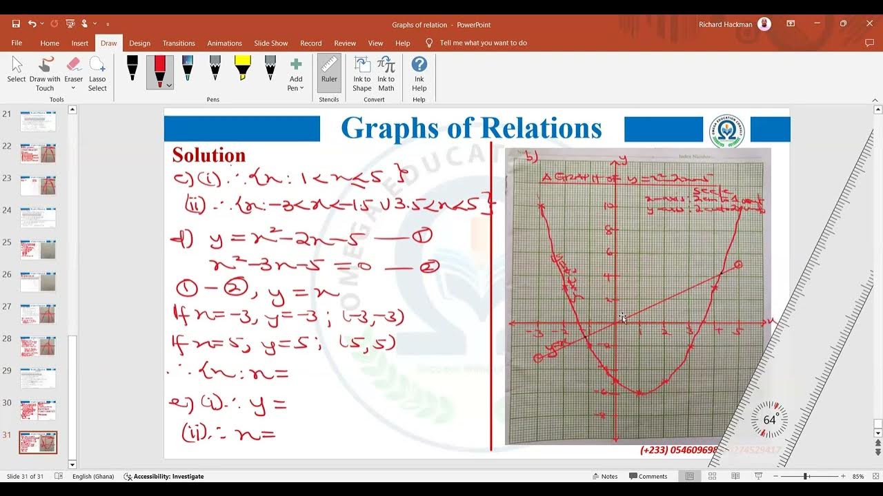 GRAPHS OF RELATIONS: Solution to Lesson 3 assignment - YouTube