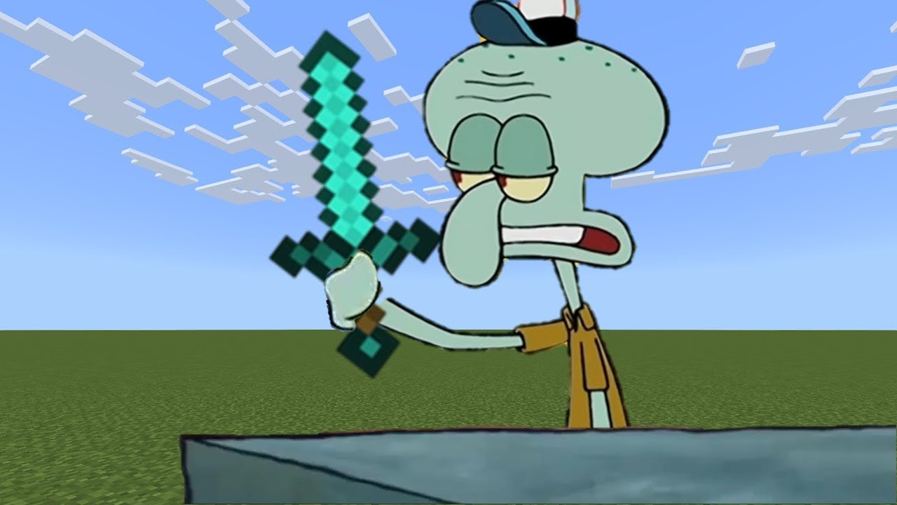 Squidward plays Minecraft - YouTube