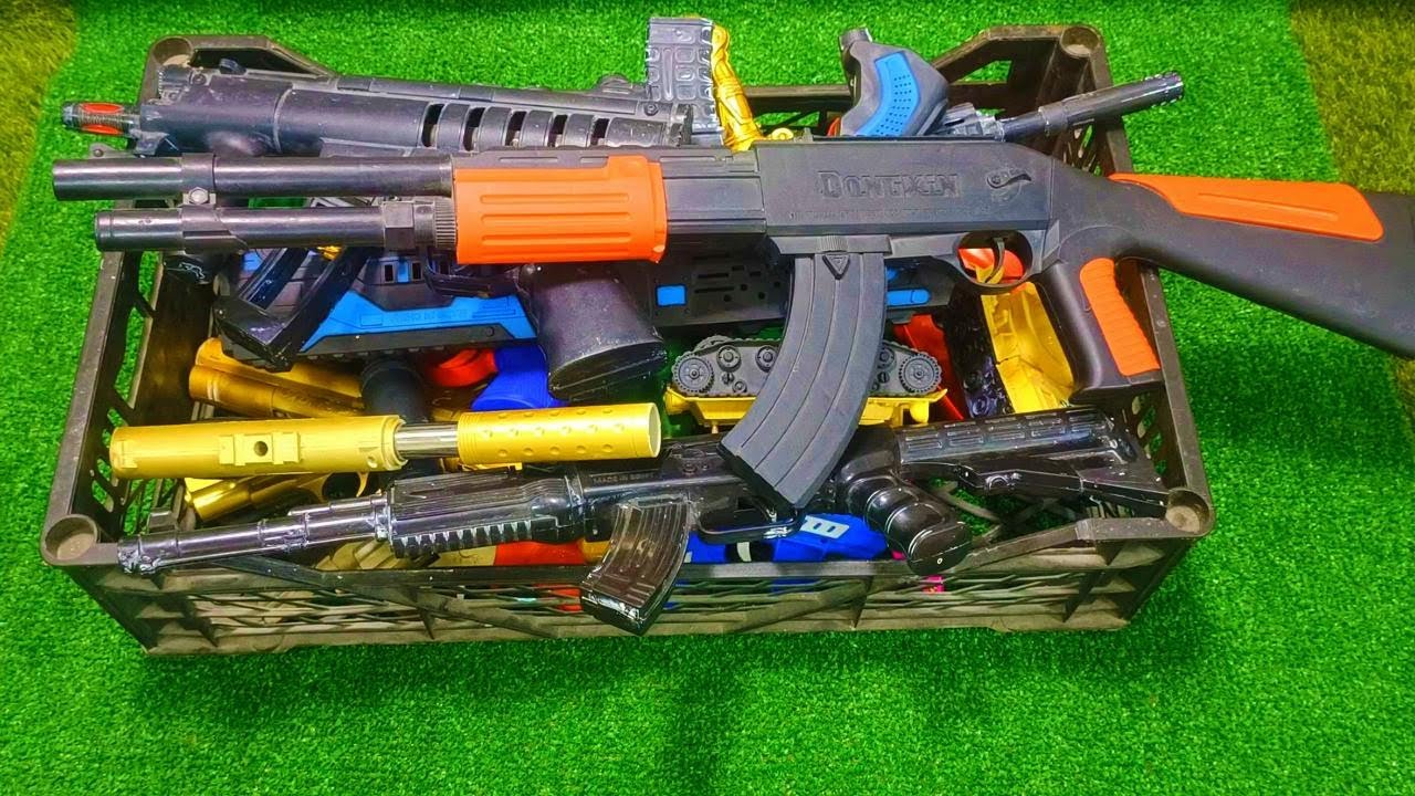 Unboxing mysterious toy box, toy gun collection, AK47 assault rifle ...