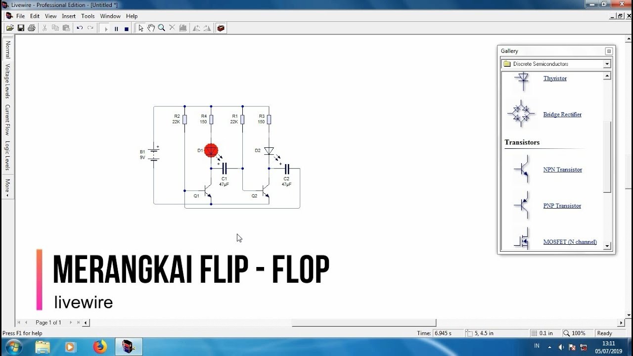 cara MERANGKAI FLIP - FLOP DI SOFTWARE LIVEWIRE - YouTube