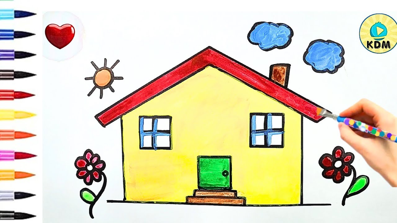 DRAWING HOUSE EASY FOR KIDS| HOW TO DRAW| SIMPLE DRAWING |LEARN TO ...