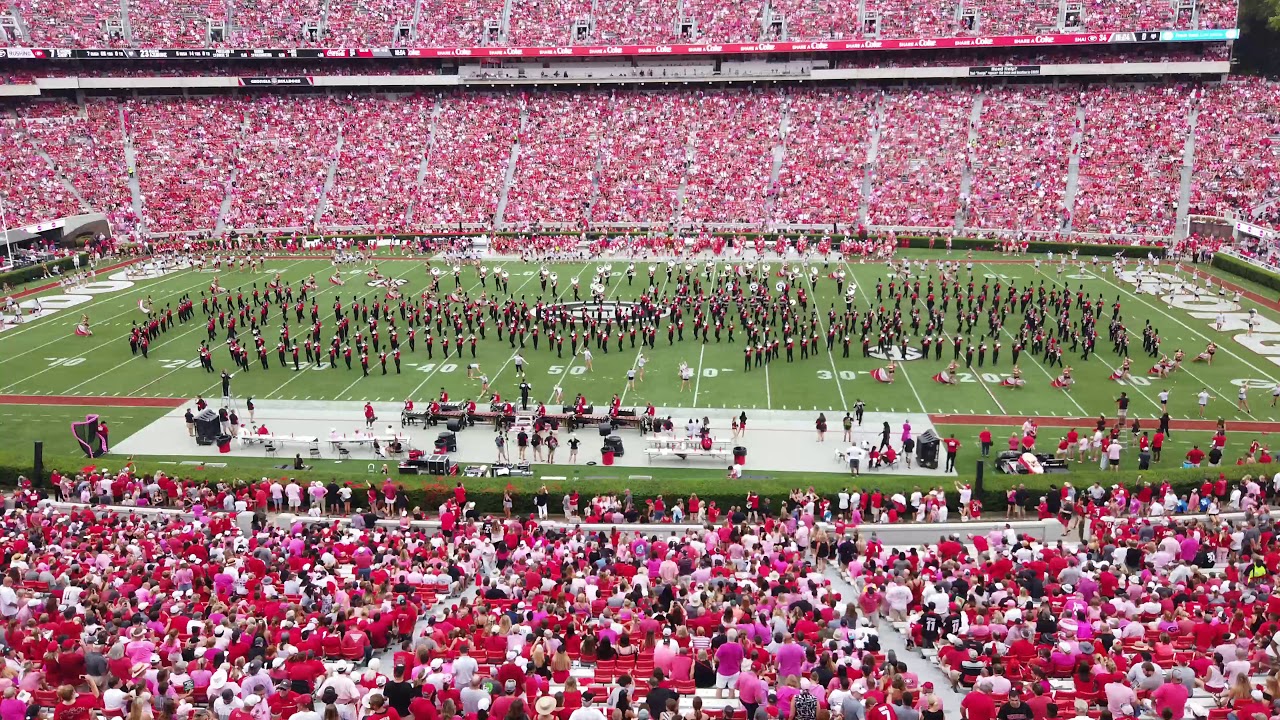 4k 2019 UGA Georgia-Arkansas State Redcoat Marching band show #1 Motown ...