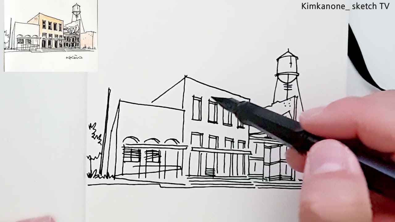 easy pen drawing. draw a wasted buildings with Fountain pen. lamy - YouTube