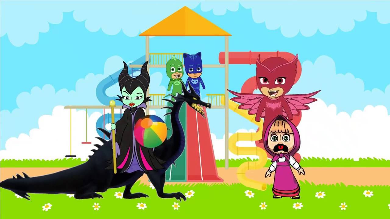 PJ Masks with Masha And The Bear attacked by Maleficent - YouTube