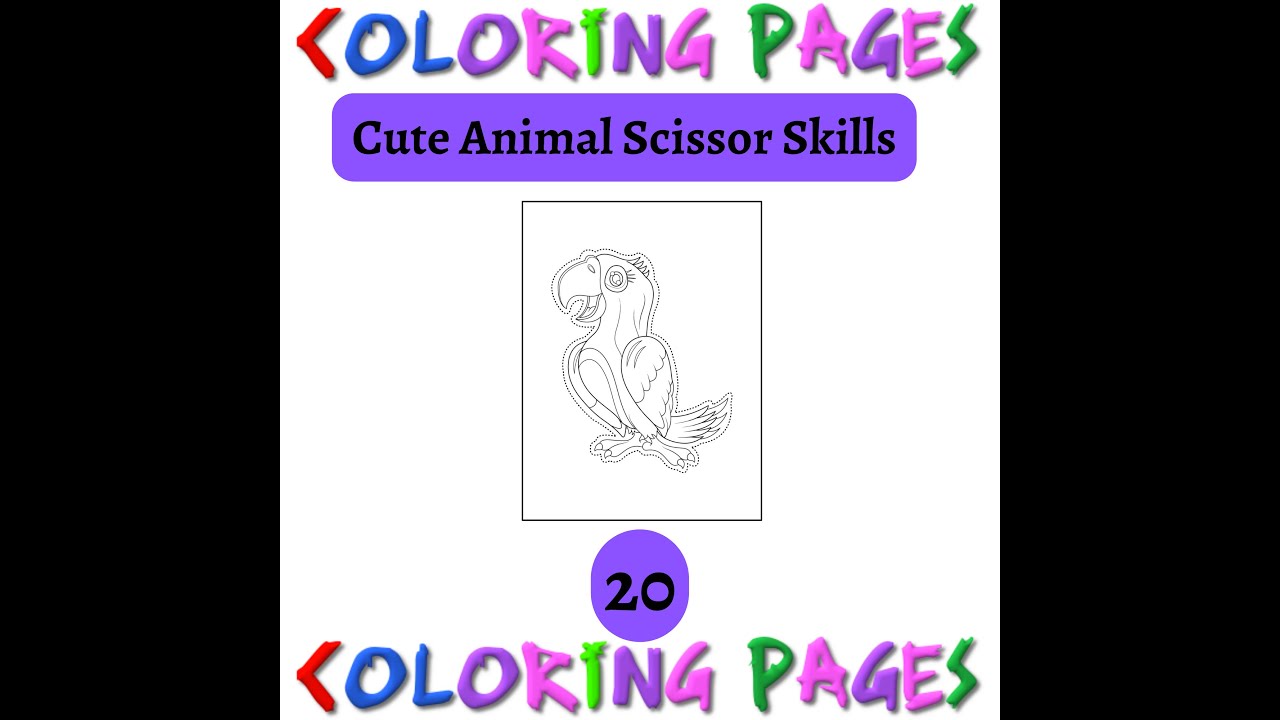 20 Cute Animal Coloring Pages Scissor Skills for Kids - YouTube