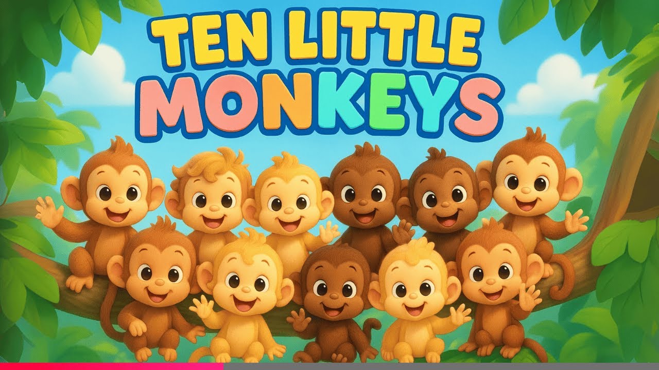 Ten Little Monkeys Swinging in a Tree | Nursery Rhyme for Kids ...
