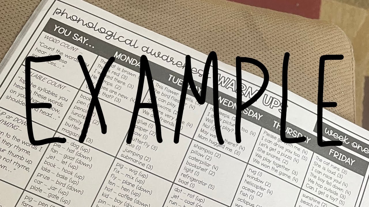 PHONOLOGICAL AWARENESS WARM UP EXAMPLE | LITERACY | BUILDING WORDS ...
