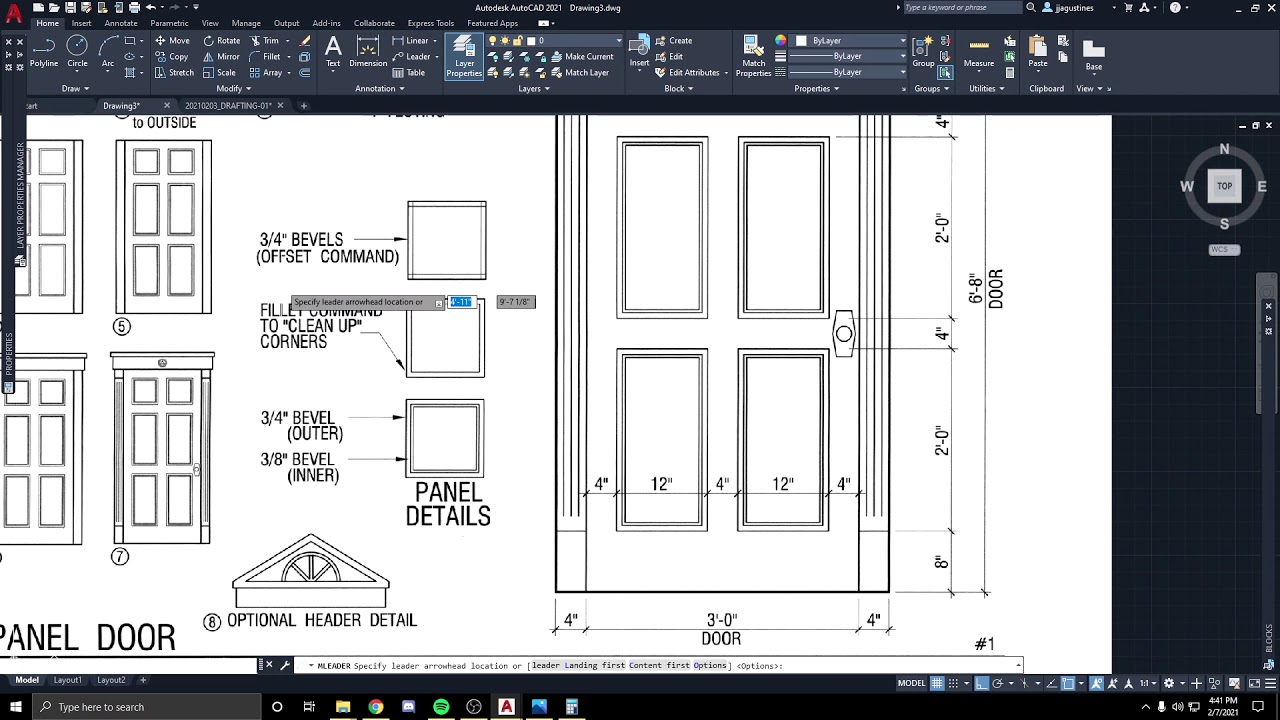 Cad Tutorial 1 Panel Door - YouTube