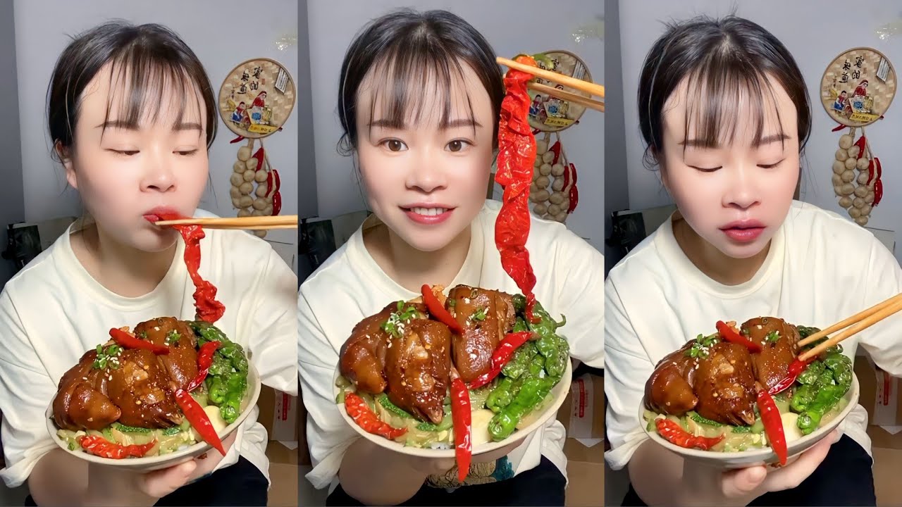 (ASMR) Chinese Food, Eating Show, Braised Pork Legs Mukbang Mixed With ...