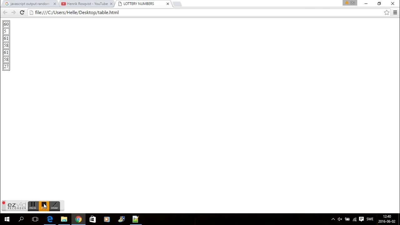 JAVASCRIPT LOTTERY NUMBER GENERATOR - YouTube