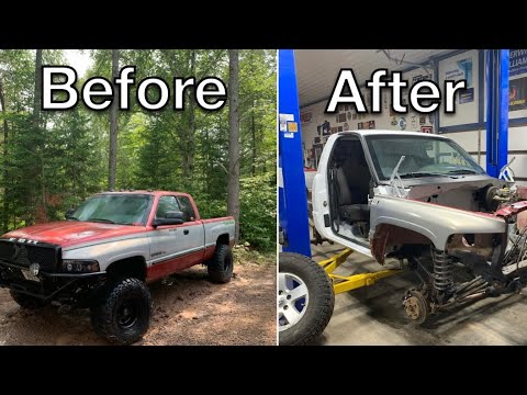 Transforming my extended cab 2nd gen dodge ram into a single cab - YouTube