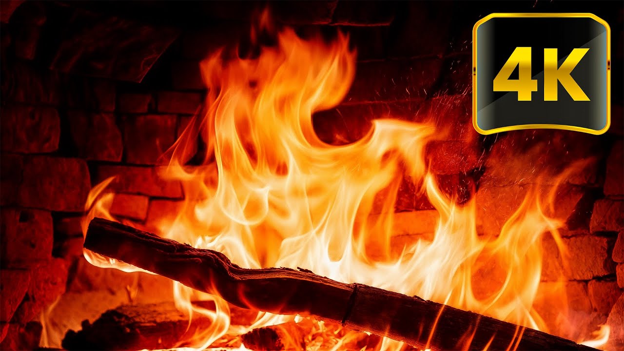 Burning Fireplace for Christmas Night | Cozy Fireplace 4K with Spooky ...