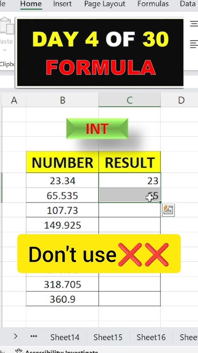 How to Use the INT Function in Excel for Precise Results #excel #shorts ...