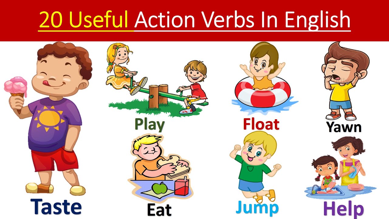 20 Action Words || Vocabulary In English With Picture || Common Words ...