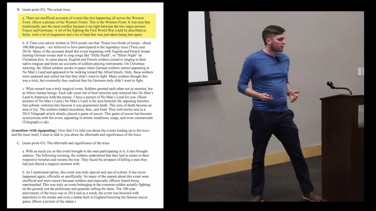 Speech with Full-Sentence Outline (Christmas Truce) - YouTube