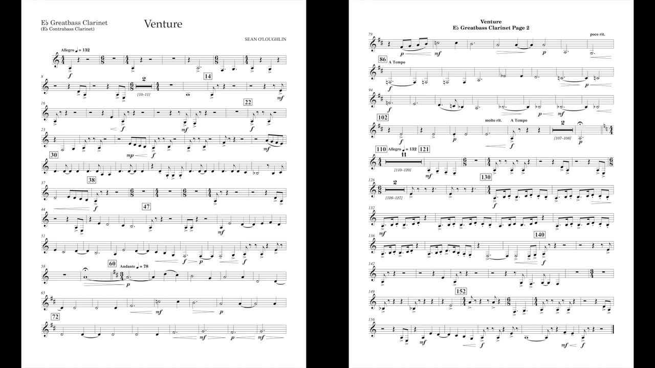 Venture (Eb/Bb Contrabass Clarinet part) by Sean O'Loughlin - YouTube