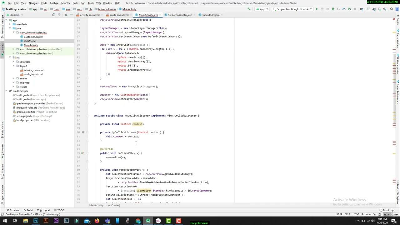 How to create Cardview using Recyclerview in Android Studio - YouTube