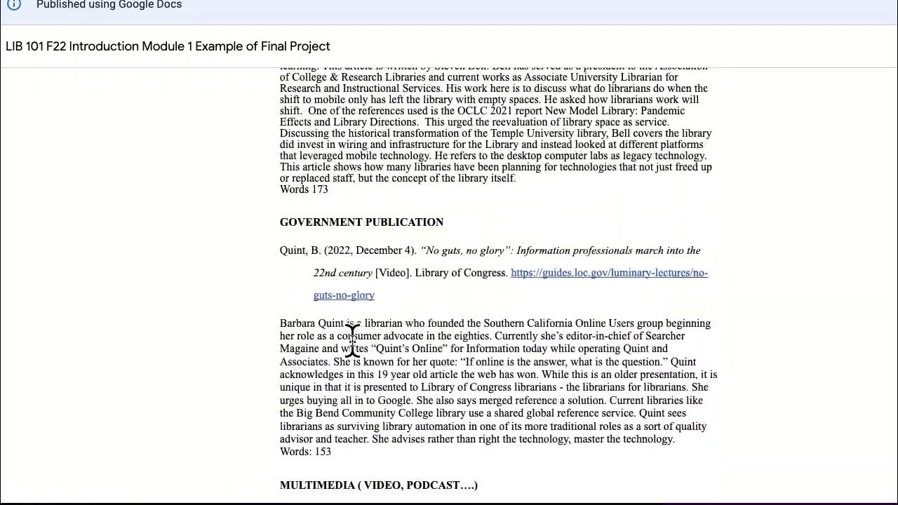 LIB 101 F22 Intro Rubirc and Final Project Overview - YouTube