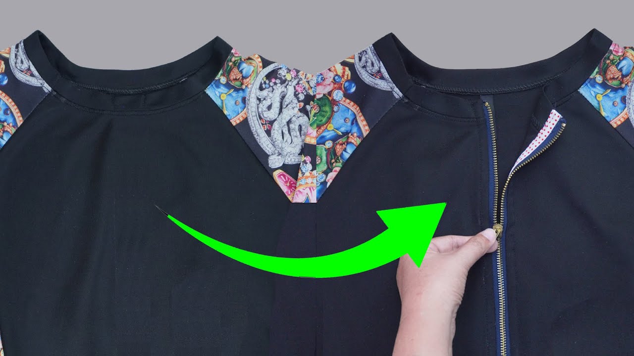 HIT⭐️How To Sew A Zipper Into A Collar / Hoodie With Zip - YouTube