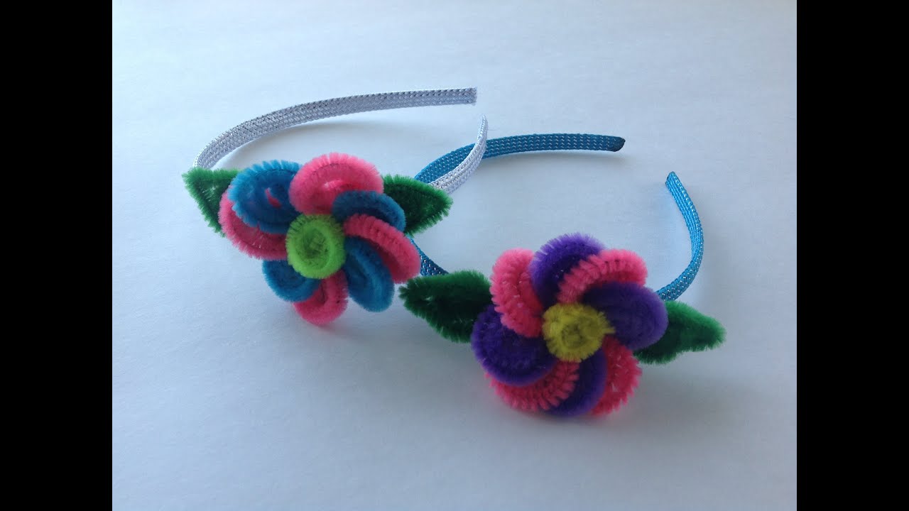 DIADEMA CON FLOR HECHA CON LIMPIA PIPAS . HEADBAND WITH FLOWER MADE ...