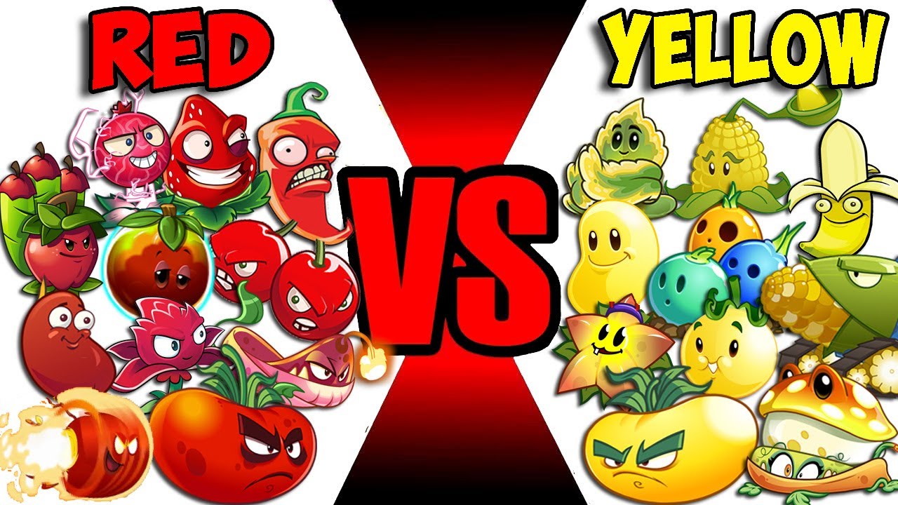 Team Plants RED vs YELLOW - Who Will Win? - PvZ 2 Team Plant VS Team ...