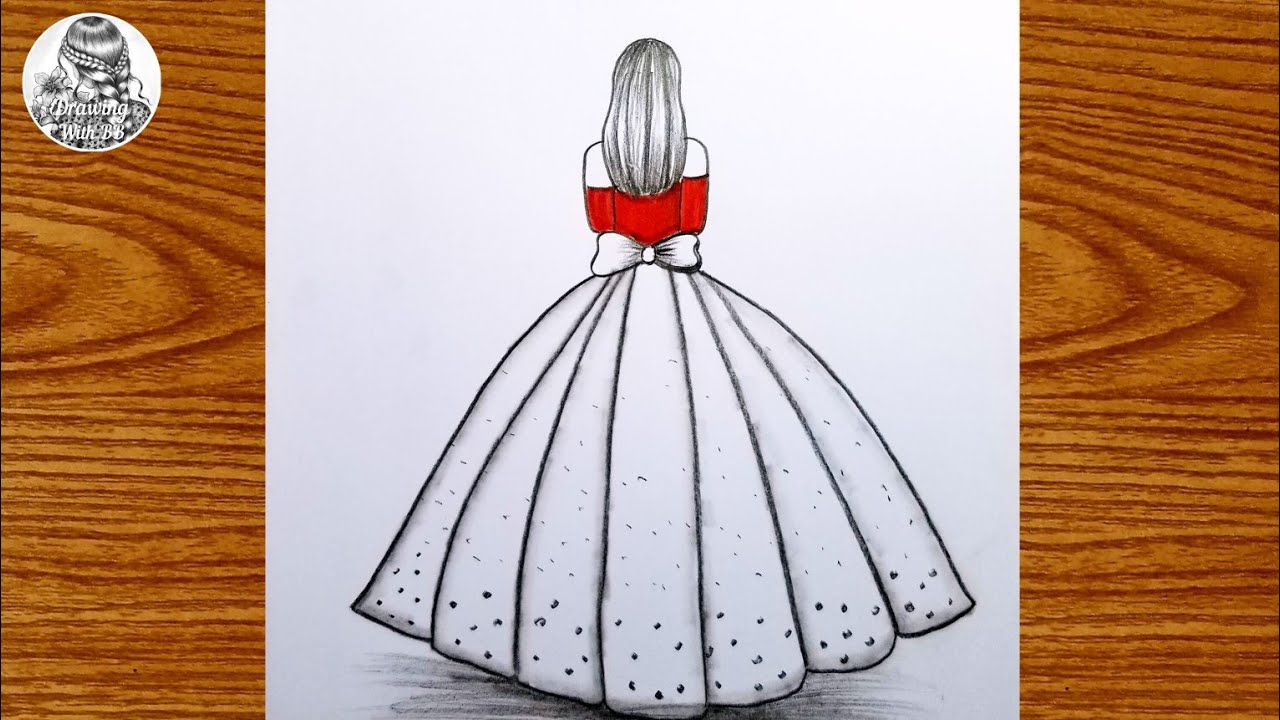 How to draw a girl Wearing beautiful Dress | Girl drawing | Simple ...