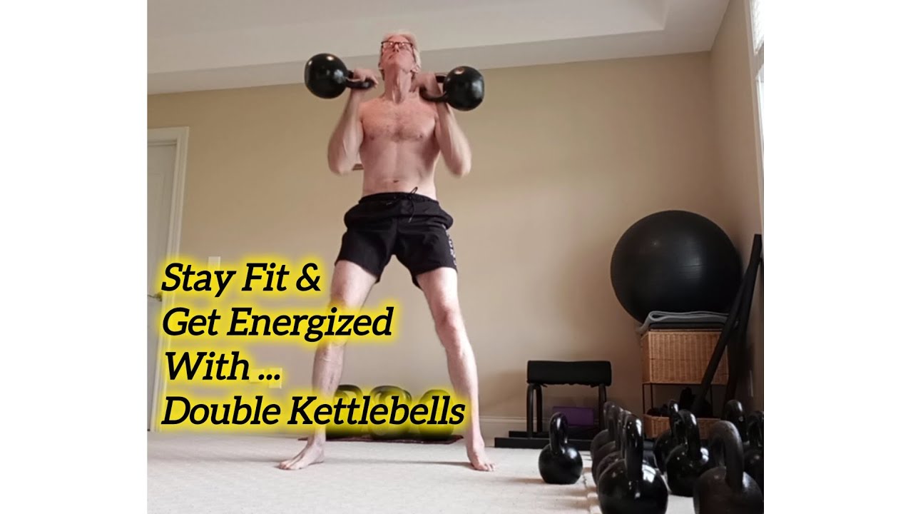 Double Kettlebell Clean & Press (50lbs x 2) and Reverse Lunges Age 61 # ...