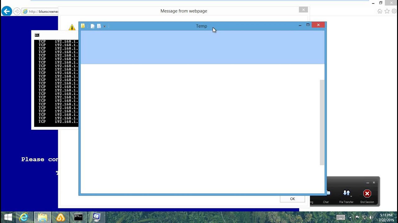 TechSupportScams Fake Blue Screen of Death Scam Call 7/22/2015 - YouTube
