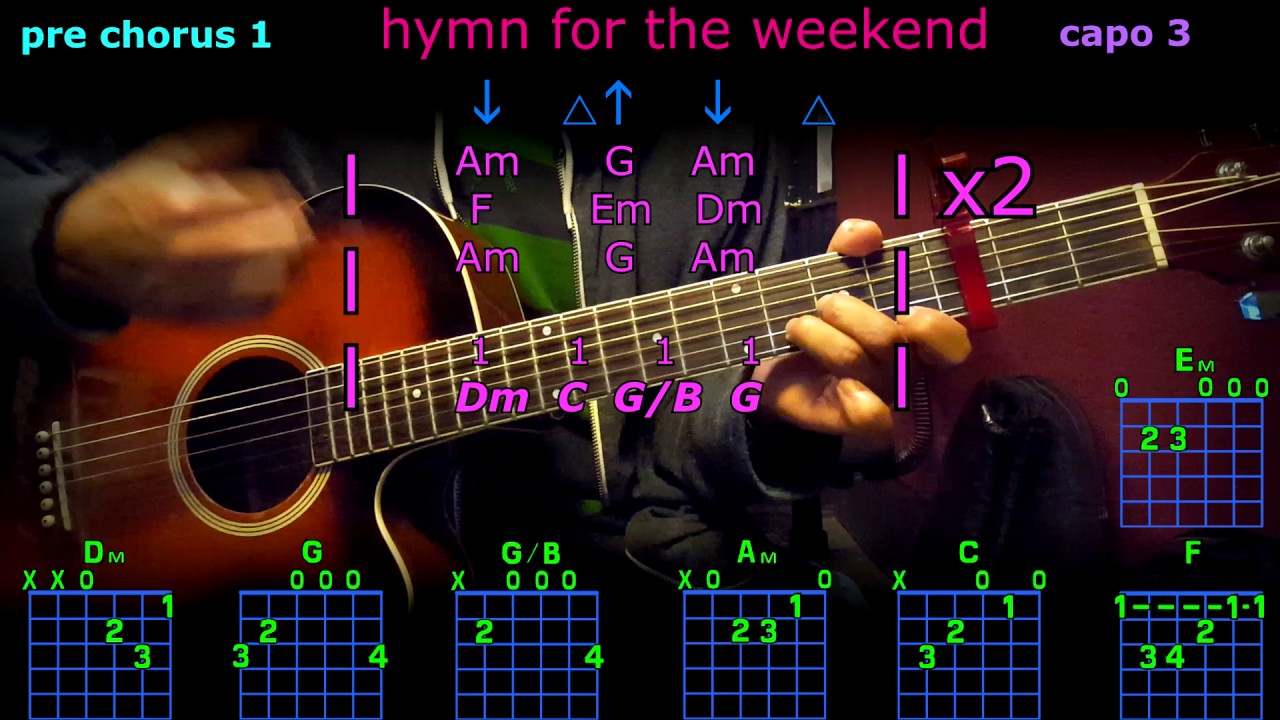 hymn for the weekend coldplay guitar chords - YouTube