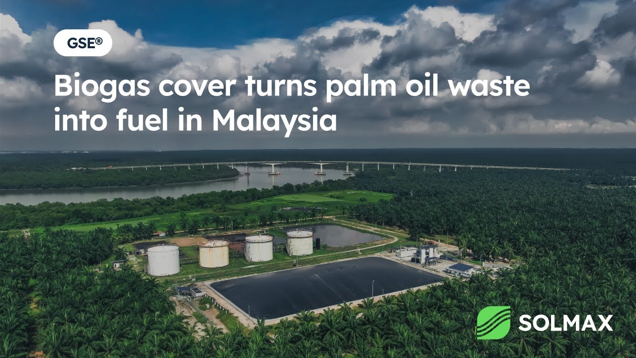 Biogas cover turns palm oil waste into fuel in Malaysia - YouTube