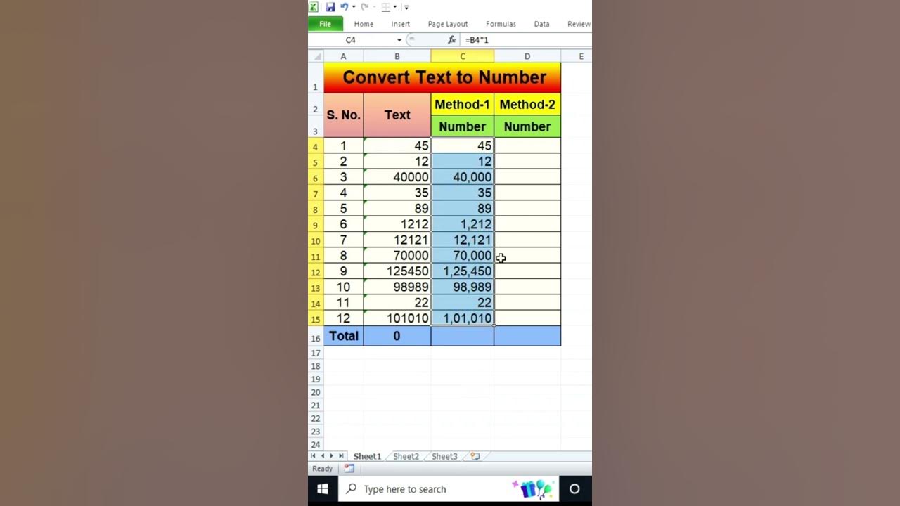 How to convert numbers stored as text to numbers #excelshorts #shorts ...