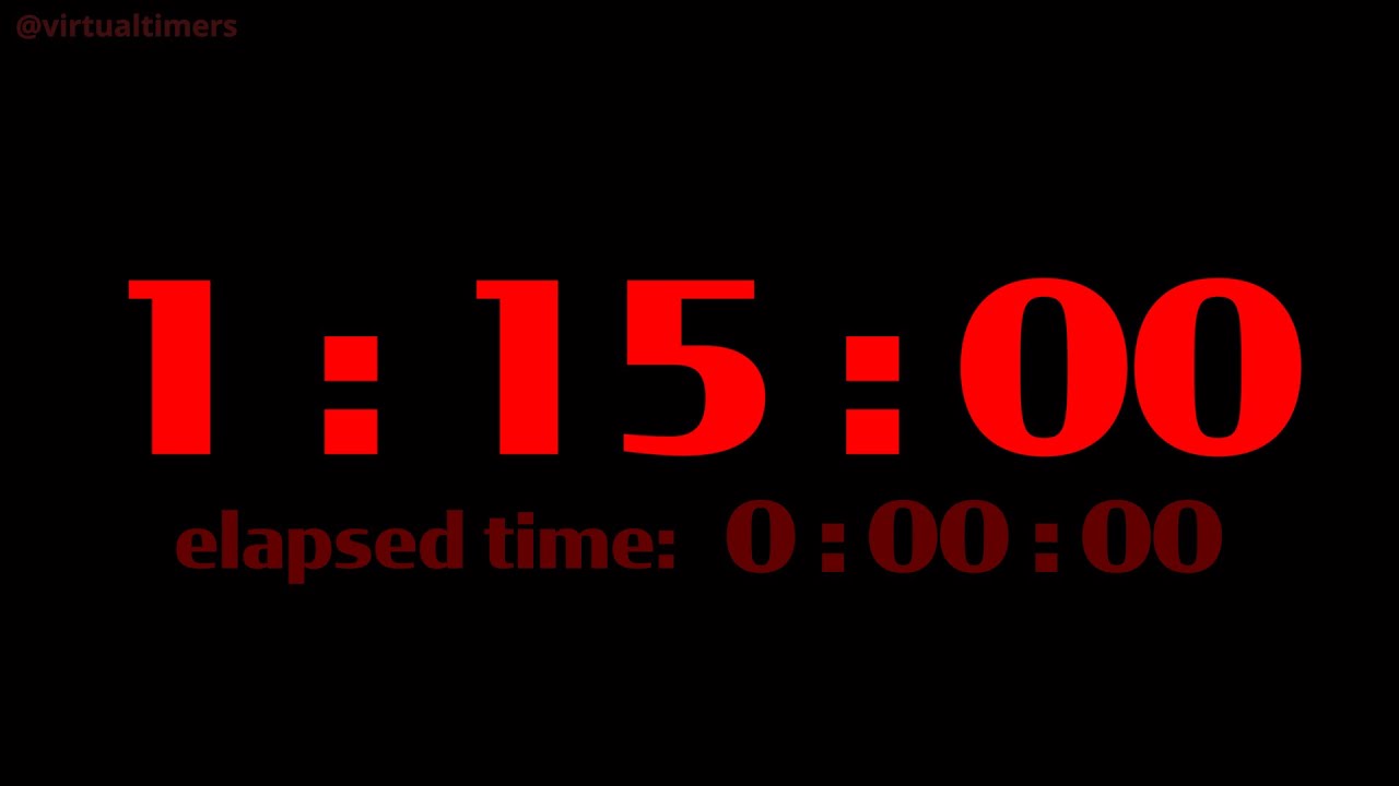 1 Hour and 15 Minutes - Red Countdown Timer with Alarm, Time Markers ...