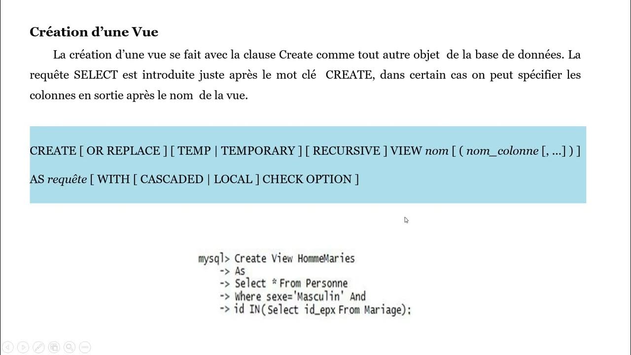 Bases de Données | 29 - SQL : Les Vues - YouTube