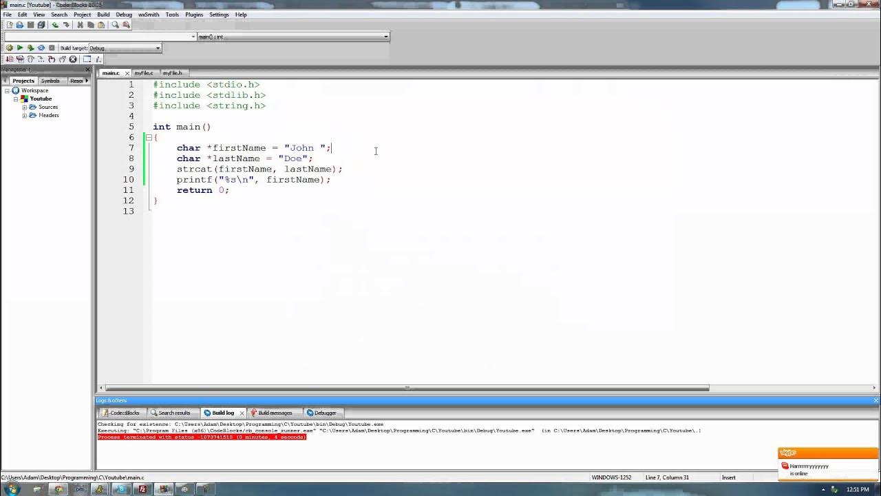 C Programming Tutorial 52, String Functions pt.3 - YouTube