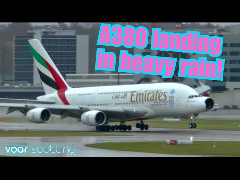 [HD] Emirates A380 bad weather landing at Zurich Airport - 29/03/2015 ...
