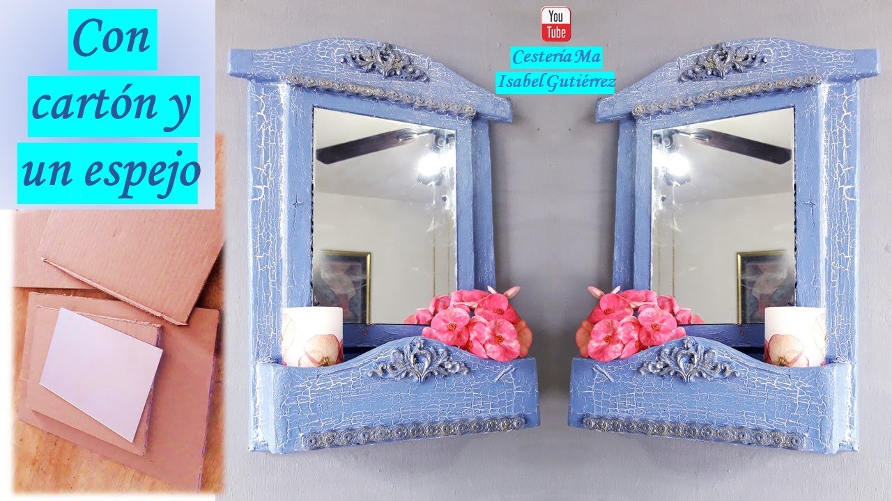 Cartón y un espejo, fácil y bello estante Manualidades de cartón ...