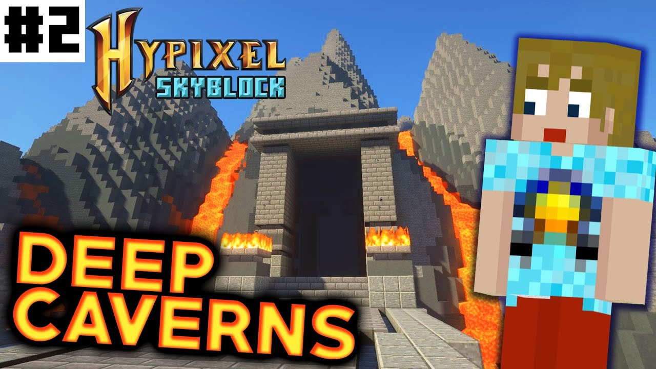Exploring Deep Caverns. I WANT DIAMONDS! Minecraft Hypixel Skyblock (Ep ...