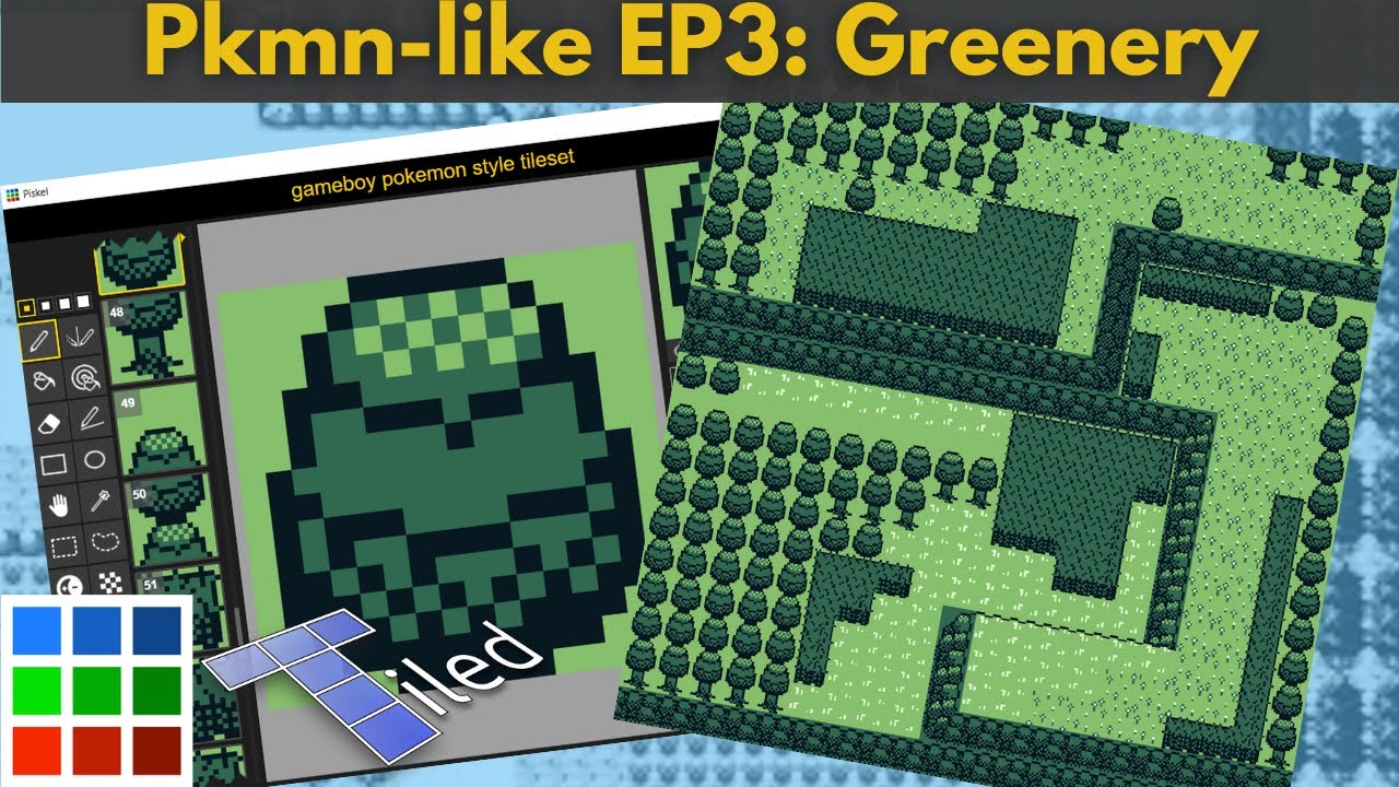 Trees, Bushes, and Tall Grass [Timelapse] | Pokémon-like GB Tileset Ep3 ...