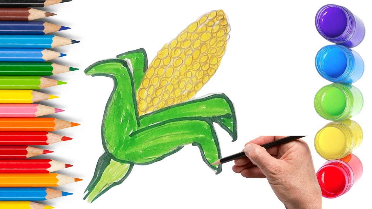 How To Draw cute corn Drawing, Painting & Coloring For Kids and ...