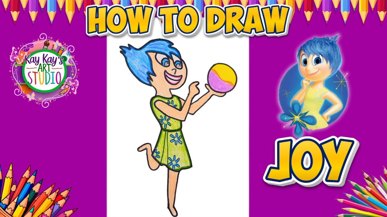 How to Draw Joy from Inside Out! 😀🎨 Easy Step-by-Step Drawing for Kids ...