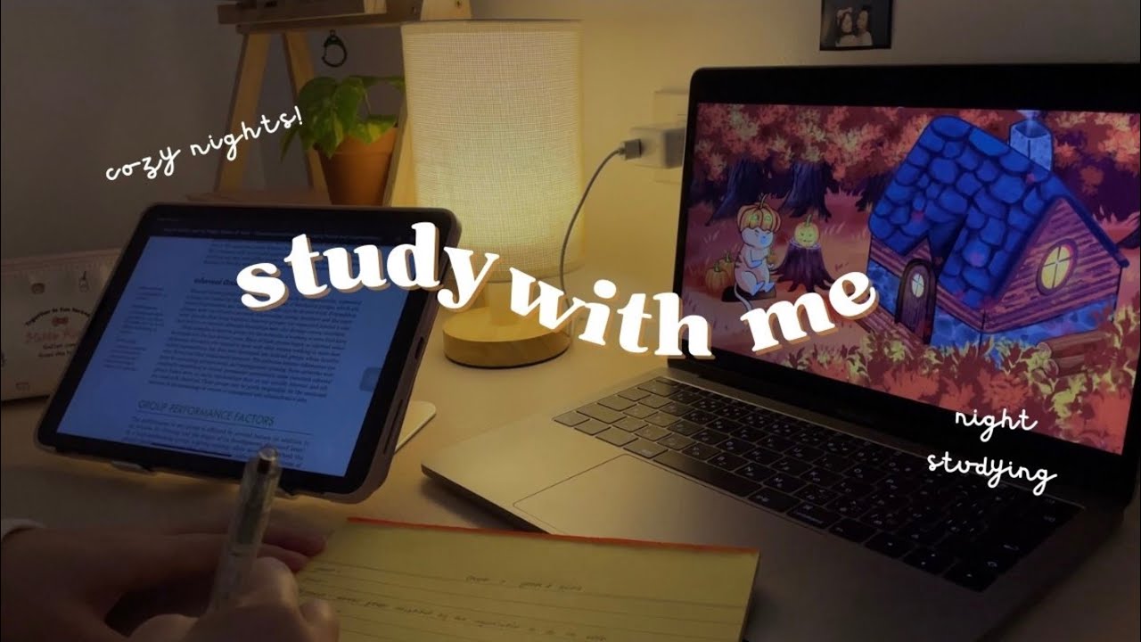 study with me 📚 (cozy night studying) ~ - YouTube