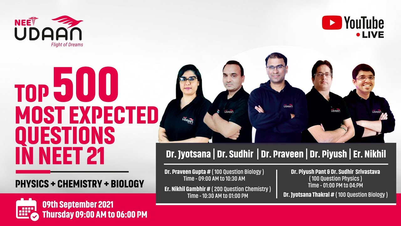 Top 500 Most Expected Questions in NEET 2021 || Physics + Chemistry ...