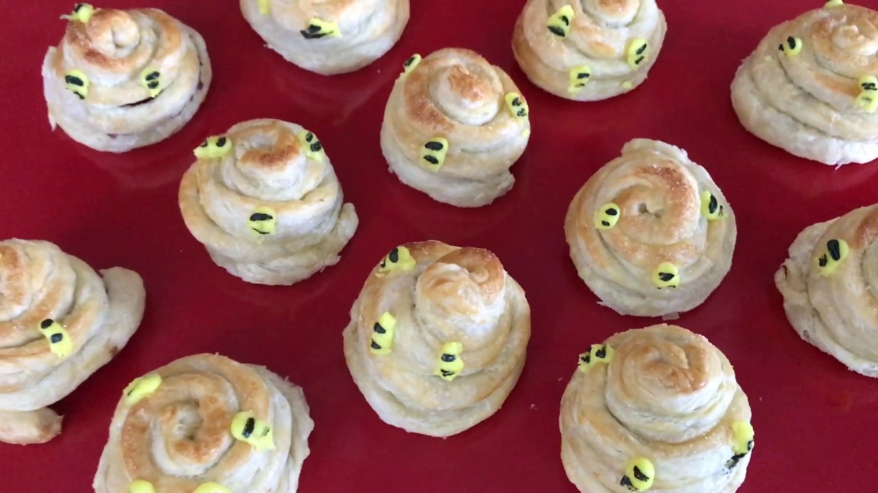 Puff Pastry Beehives with Chocolate! - YouTube