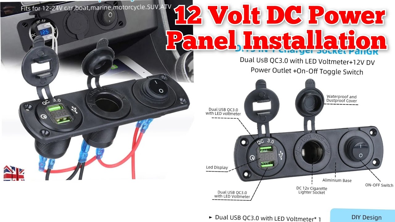 12 Volt DC Power Panel Installation - 12V USB C & 3.0 + Cigarette ...