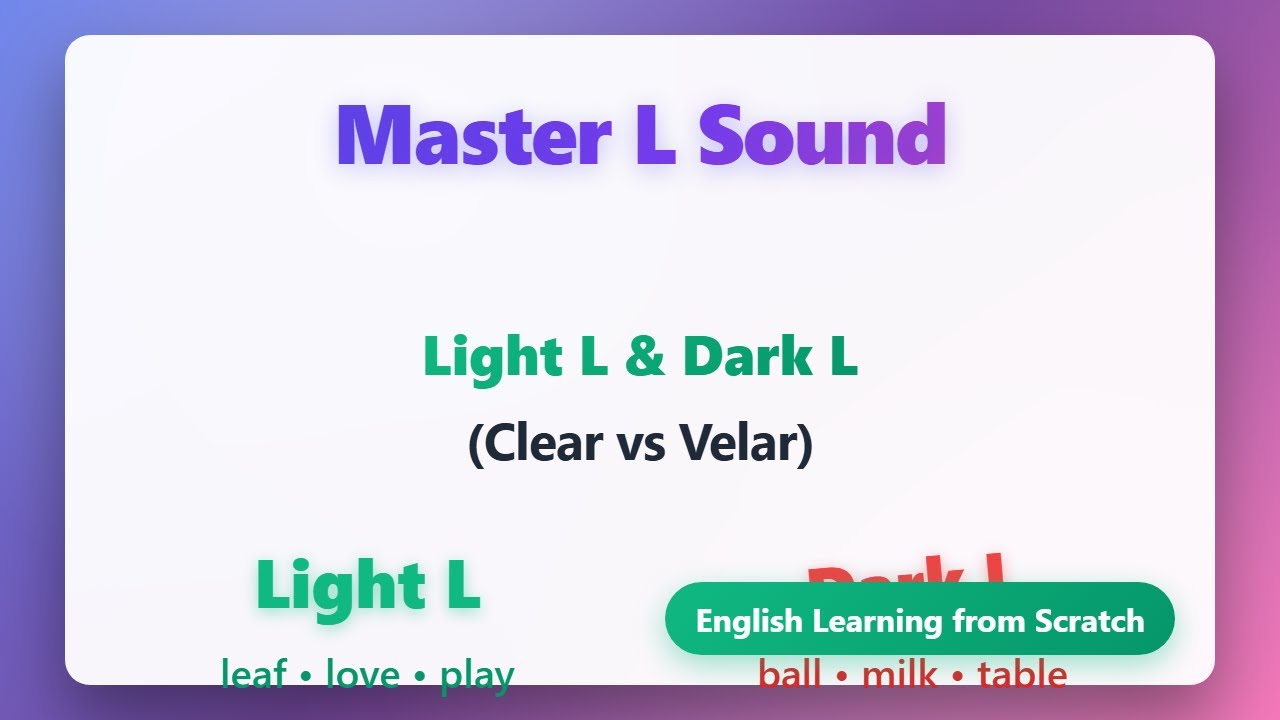 Light L vs Dark L: Master English L Sound Pronunciation - YouTube