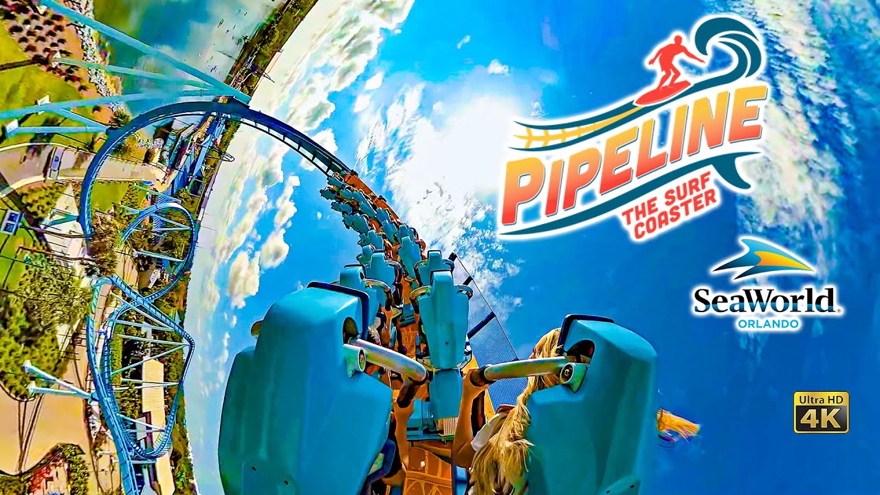 Pipeline The Surf Coaster On Ride Back Seat 4K POV SeaWorld Orlando ...