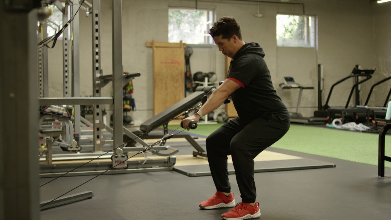 Parallel Stance Cable Resisted Alternating Row - Squat Position - YouTube