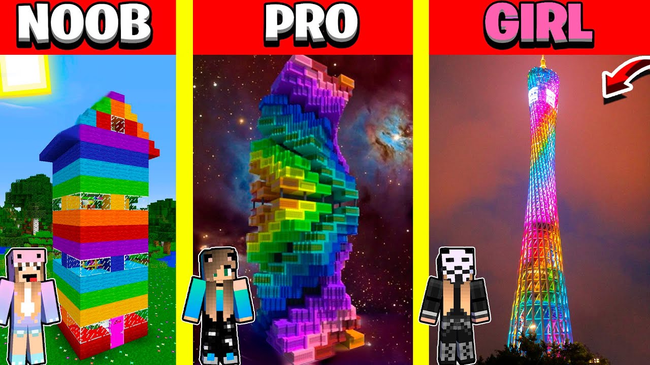 Minecraft Battle: SKYSCRAPER BUILD CHALLENGE - NOOB vs PRO vs GIRL ...