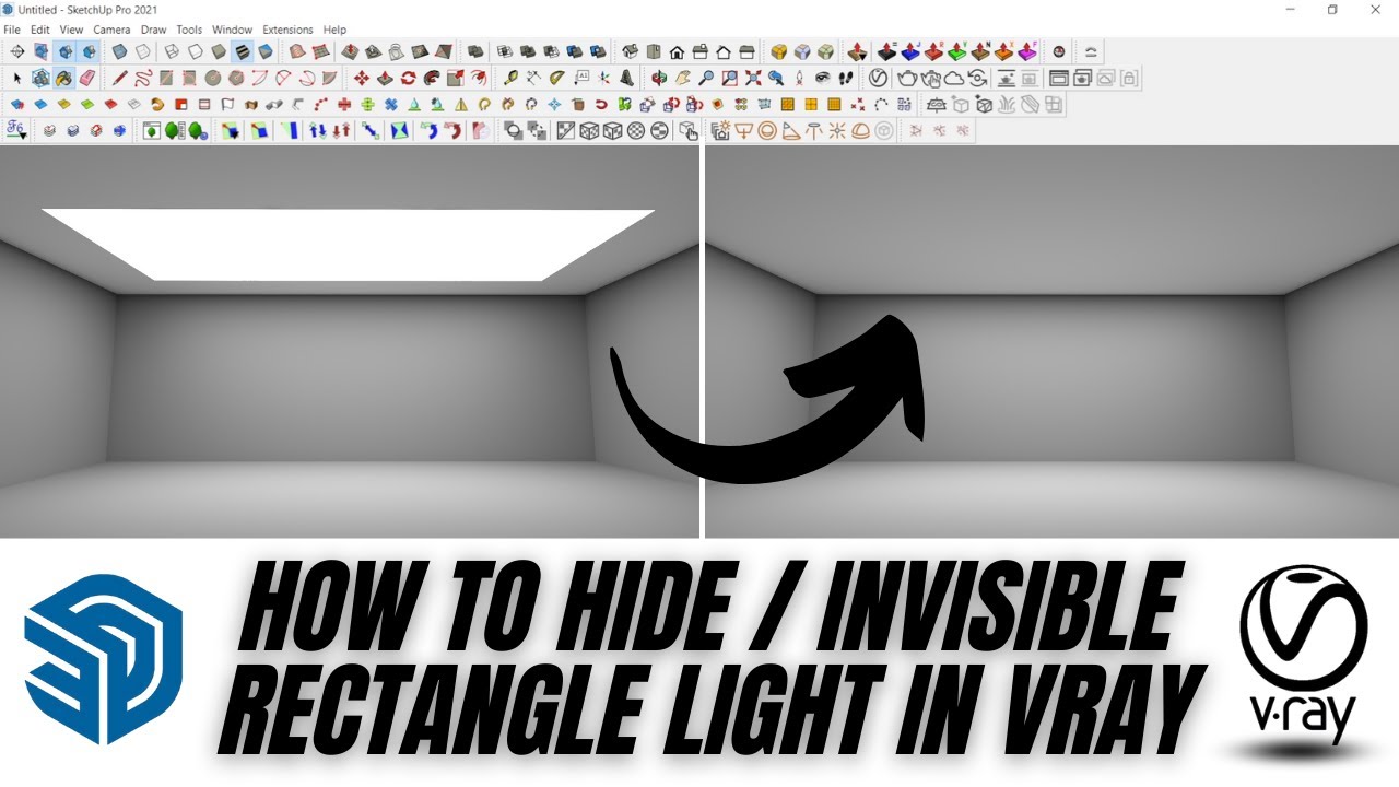 How to invisible / hide rectangle light in vray. For beginner. - YouTube
