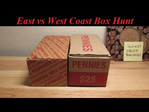 Coin Roll Hunting Pennies -- East vs West Coast Box Hunt! - YouTube